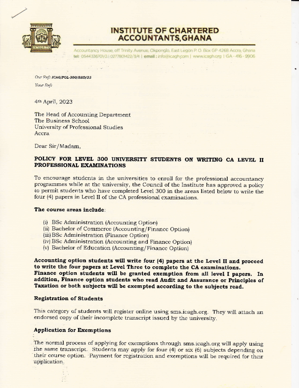 ICAG Policy DOC - INSTITUTE OF CHARTERED ACCOUNTANTS,GHANA Our R ef ...