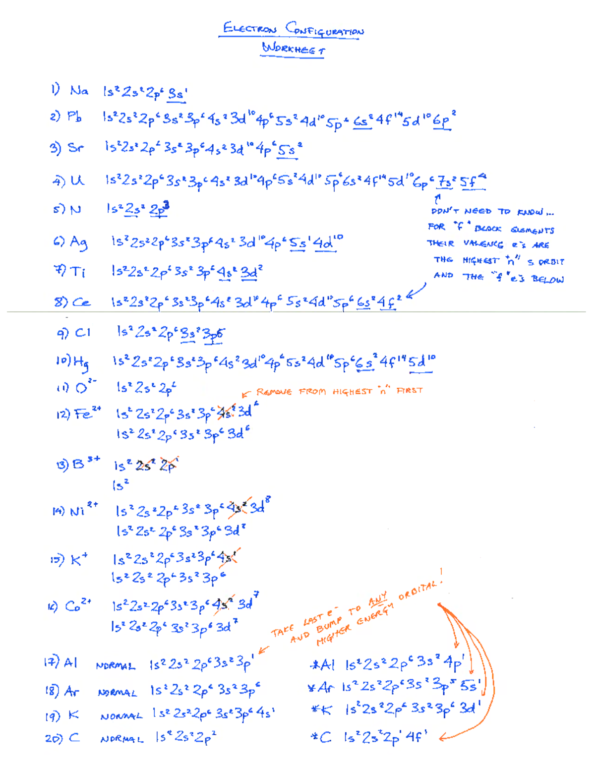 Electron Configuration WS (answers) - Studocu