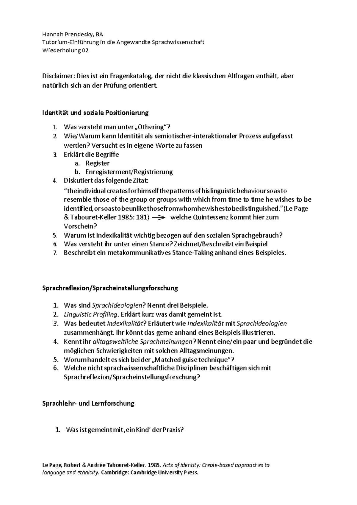 Fragenkatalog 02-2021 - Hannah Prendecky, BA Tutorium-Einf ̧hrung in ...
