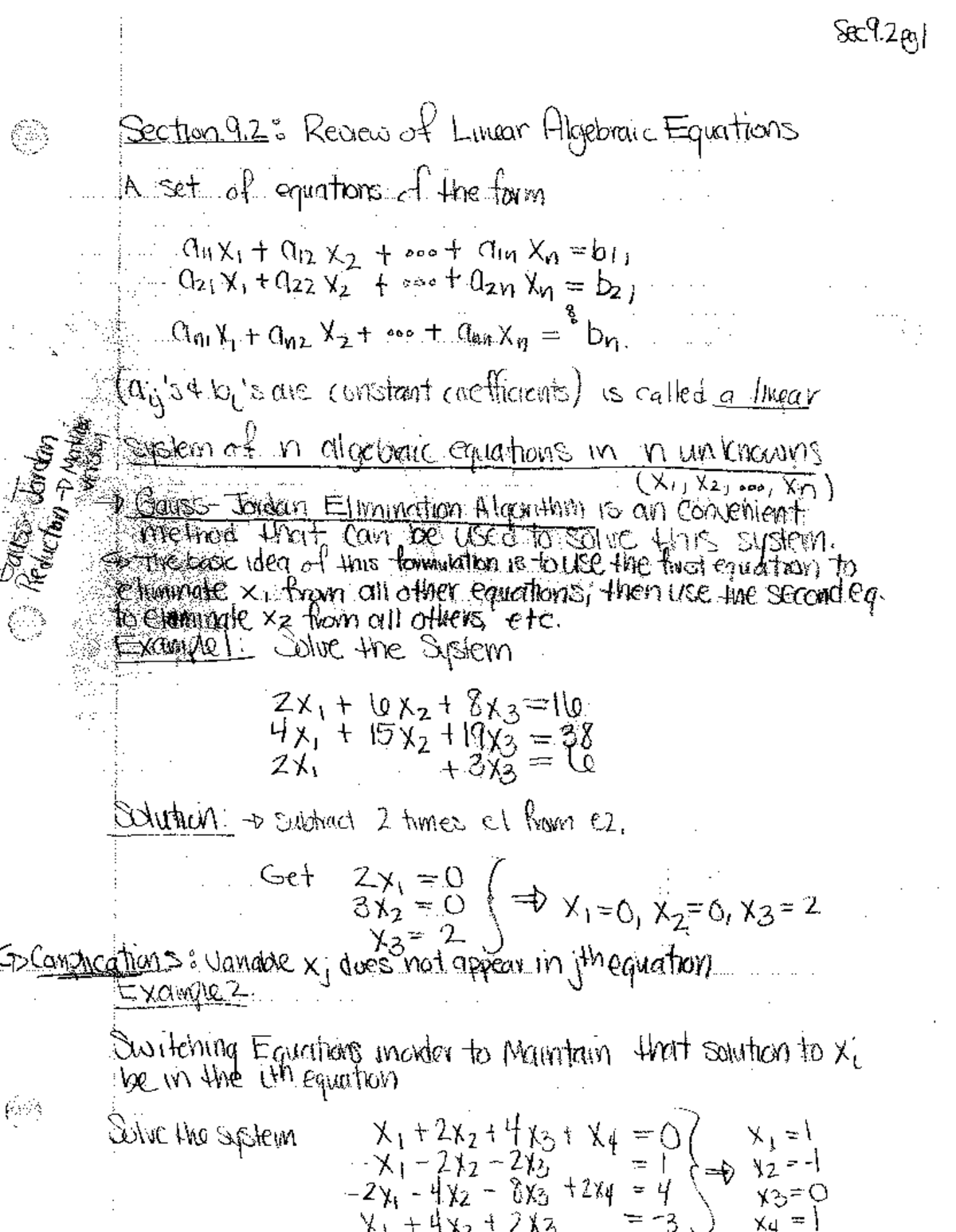 M274 2013-2014 Lecture Notes 30 - Review of Linear Algebraic Equations ...