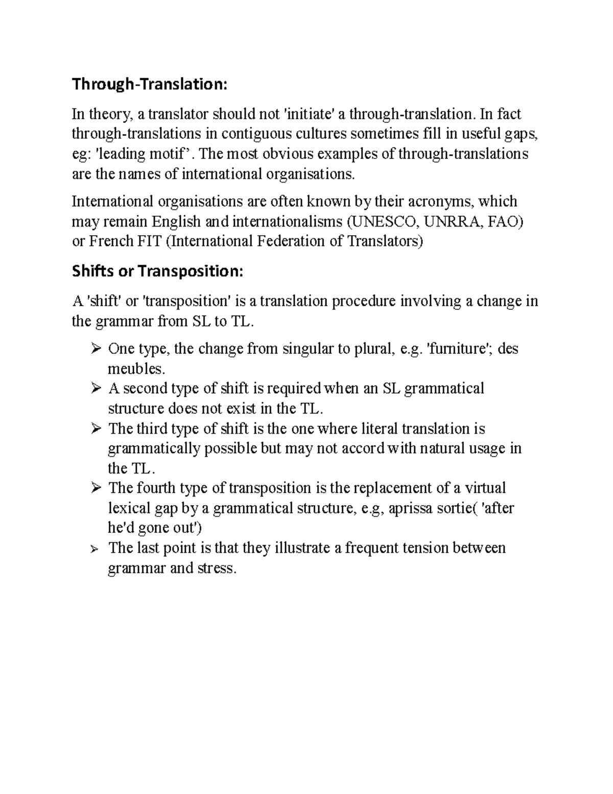 Through-Translation and Shifts OR Transpositions - Through-Translation ...