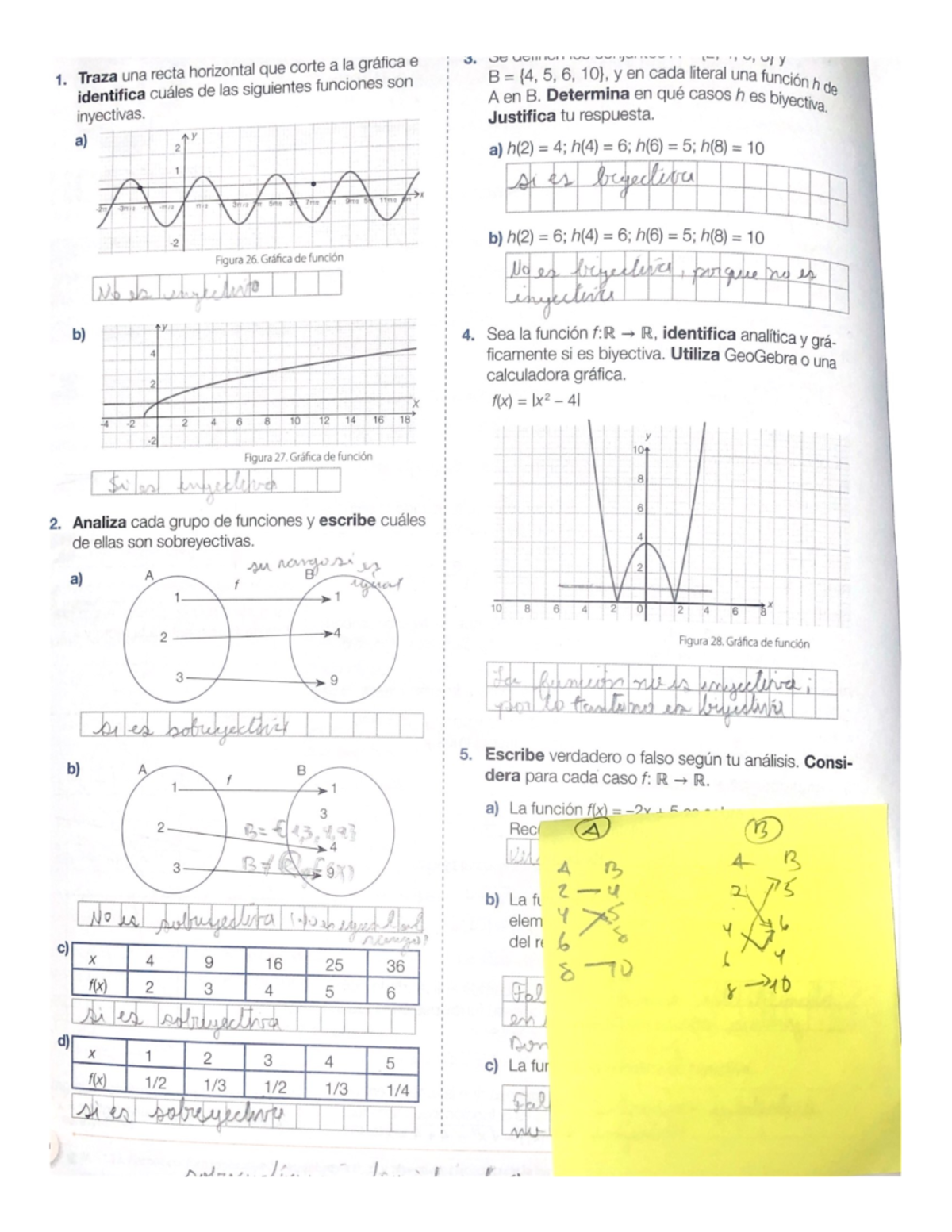 B = {4, 5, 6, 10}, y en cada literal una función h - Matemática ...