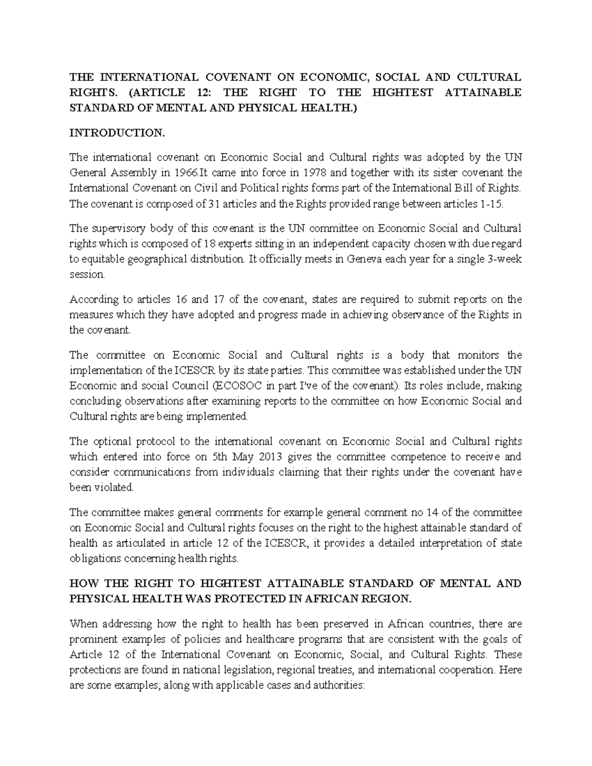 Human Rights Group 10 ( Icescr)-1 - THE INTERNATIONAL COVENANT ON ...