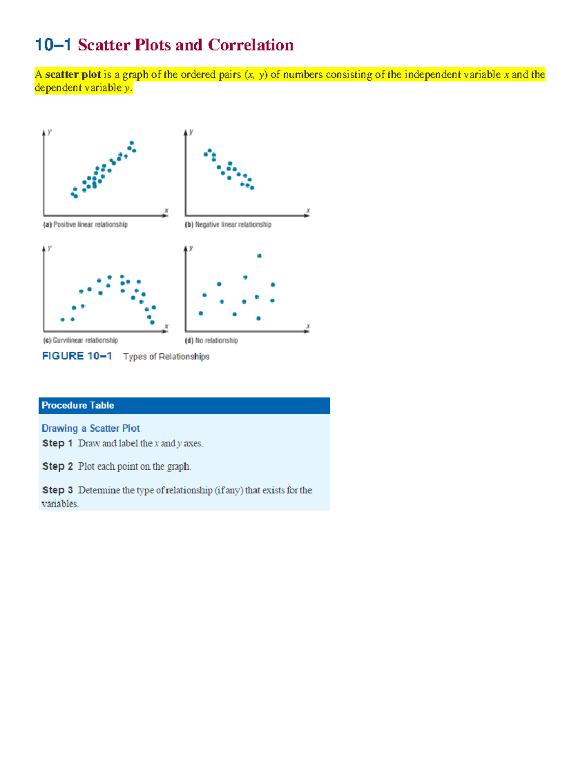 Math Section 10-1 - 10 – 1 Scatter Plots and Correlation A scatter plot ...
