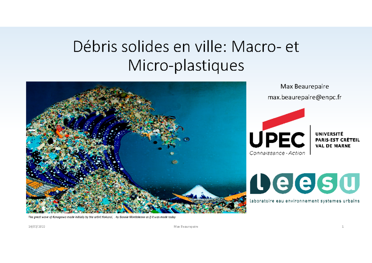 Cours-introductif micro plastique - Débris solides en ville: Macro- et ...