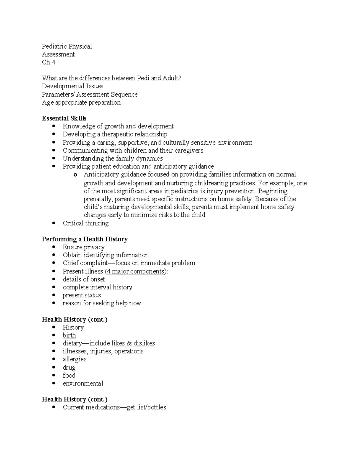 Pediatric Assessment with Objectives Chapter 4 - Pediatric Physical ...