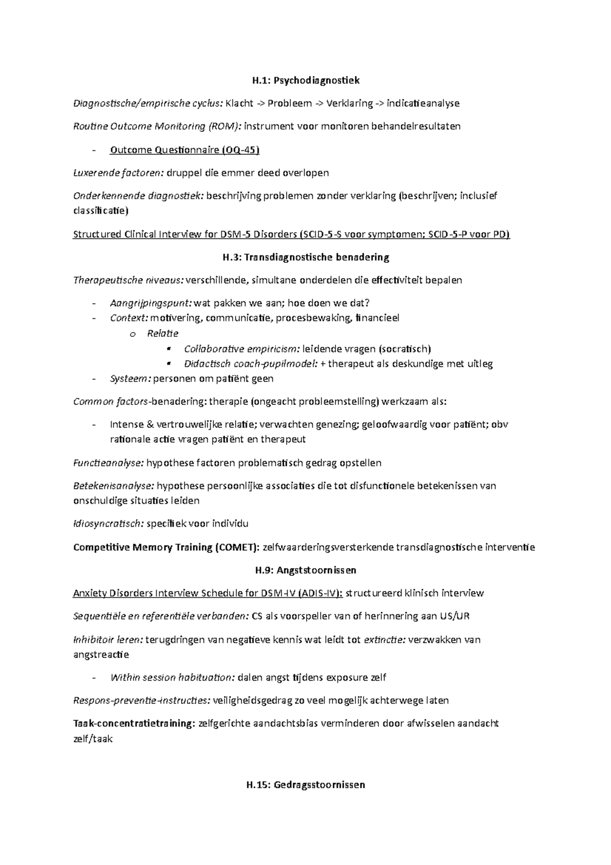 Termen belangrijk voor tentamen PPII - H: Psychodiagnostiek ...