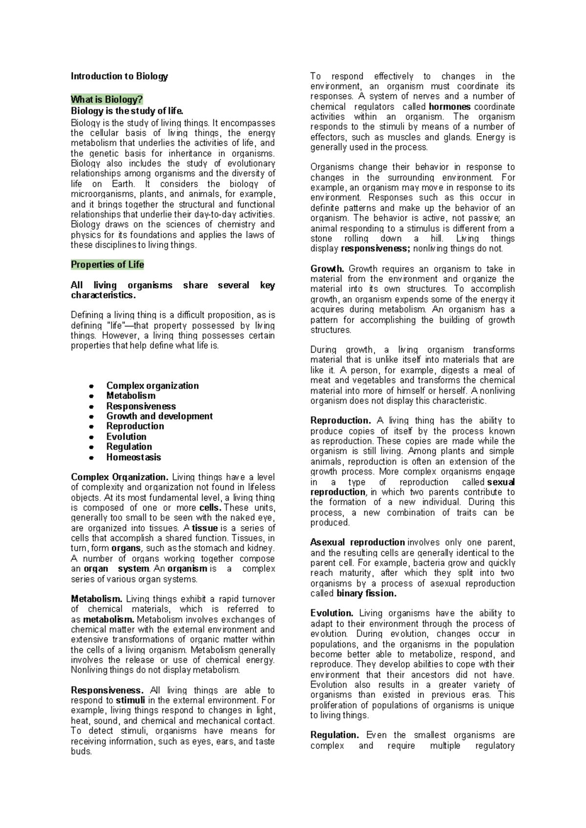 Introduction to Biology lesson 2 - Introduction to Biology What is ...