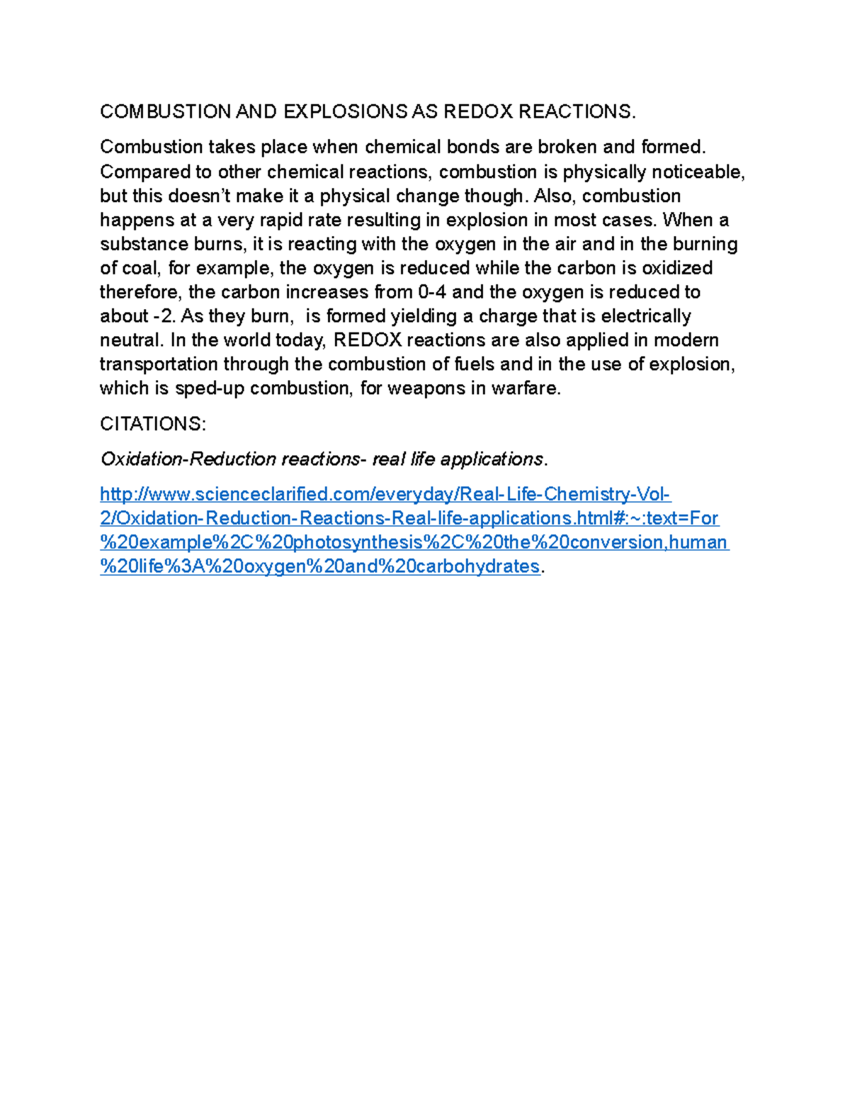 Chemistry paper - COMBUSTION AND EXPLOSIONS AS REDOX REACTIONS ...