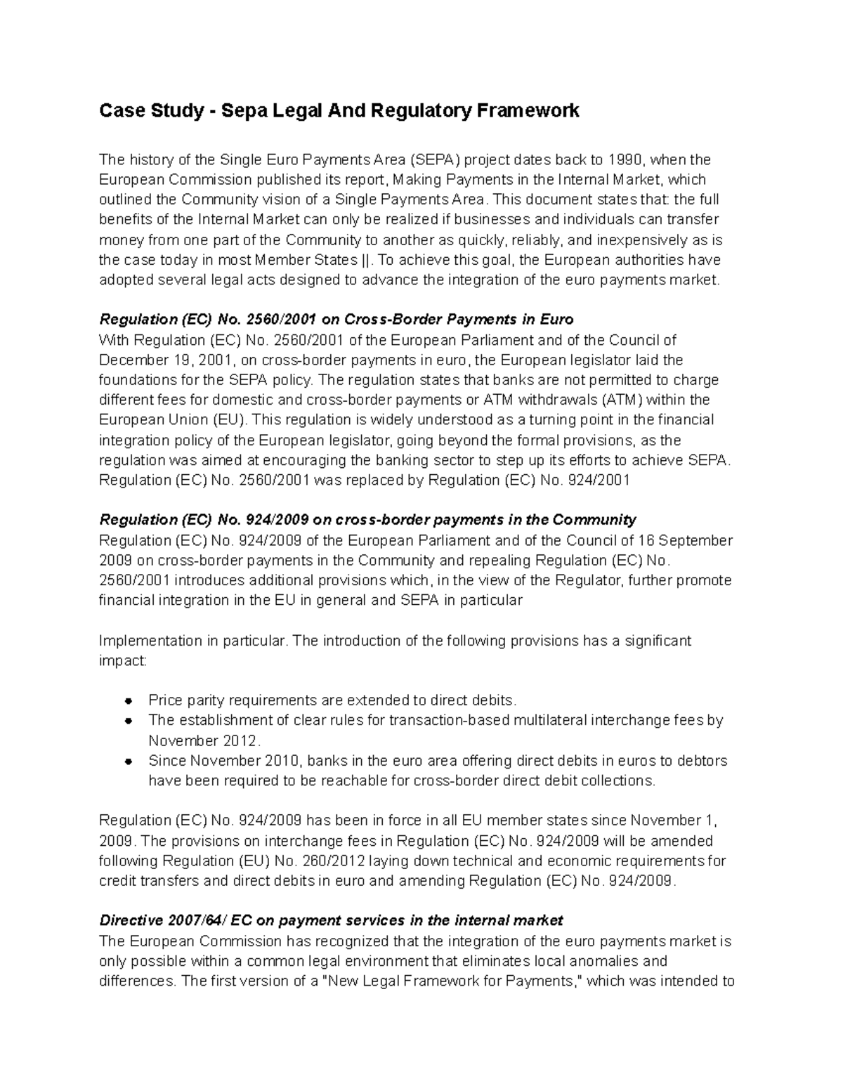 Case Study - SEPA Legal and Regulatory Framework - Case Study - Sepa ...