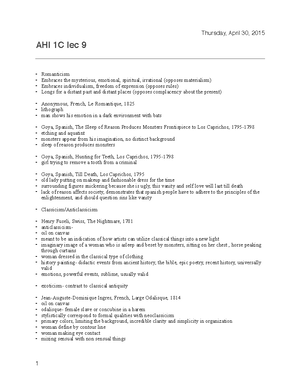 AHI 1C lec 8 - Lecture notes 8 - Tuesday, April 28, 2015 AHI 1C lec 8 ...