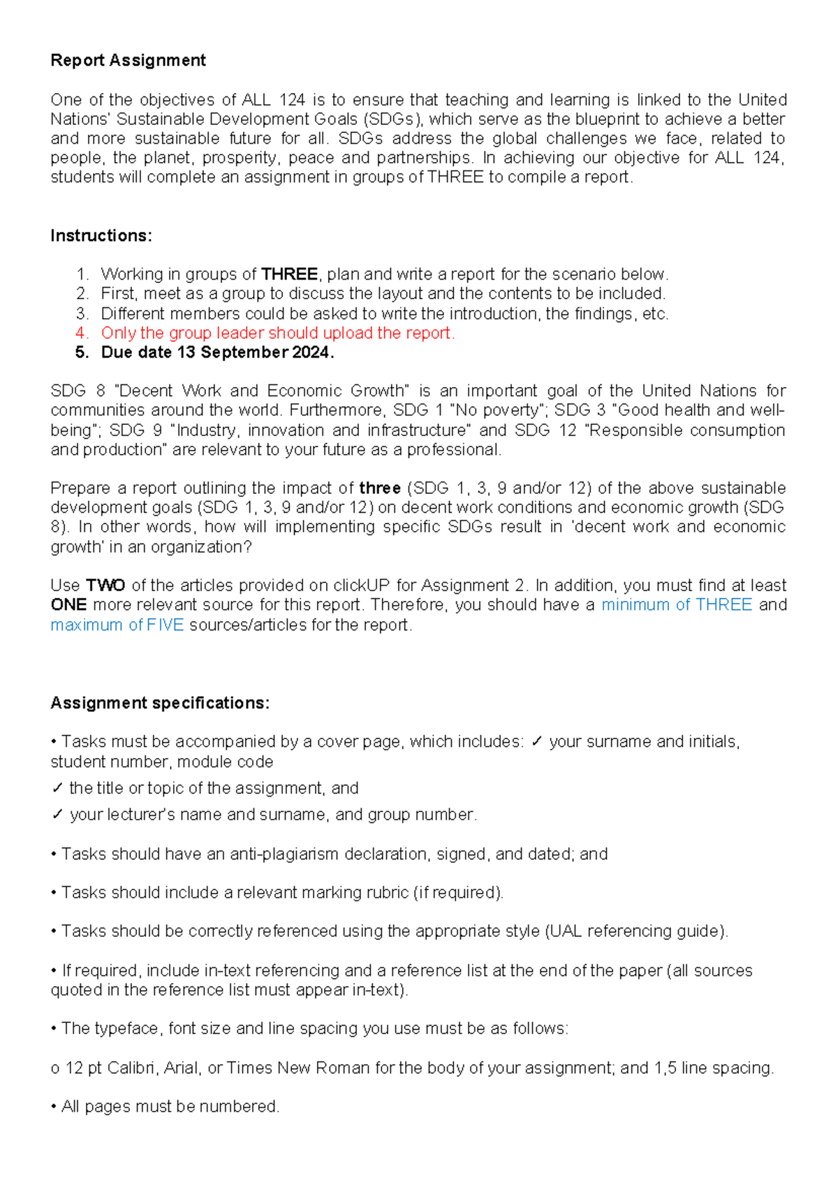 Report instructions - Report Assignment One of the objectives of ALL ...