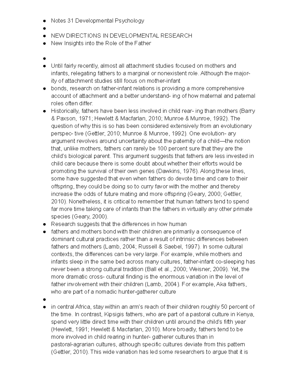 Notes 31 Developmental Psychology - Notes 31 Developmental Psychology ...