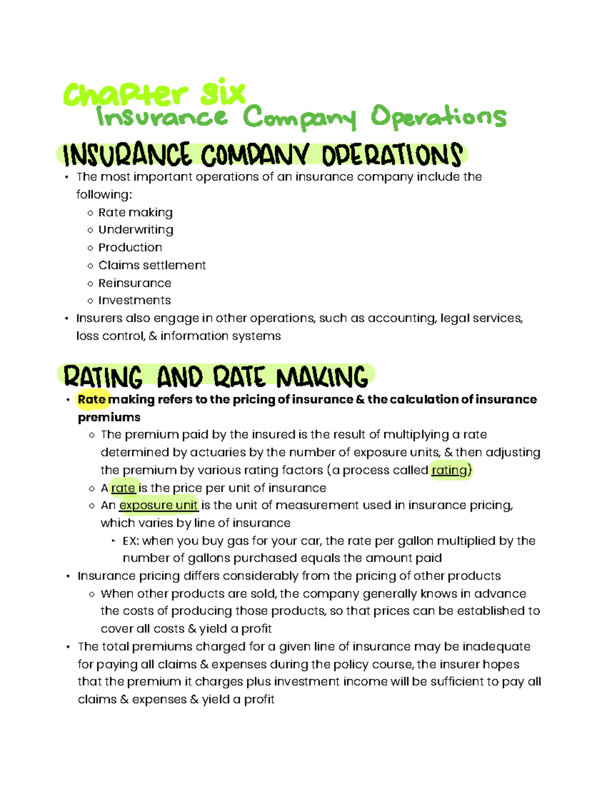 Insurance Company Operations - Chapter six Insurance Company Operations ...
