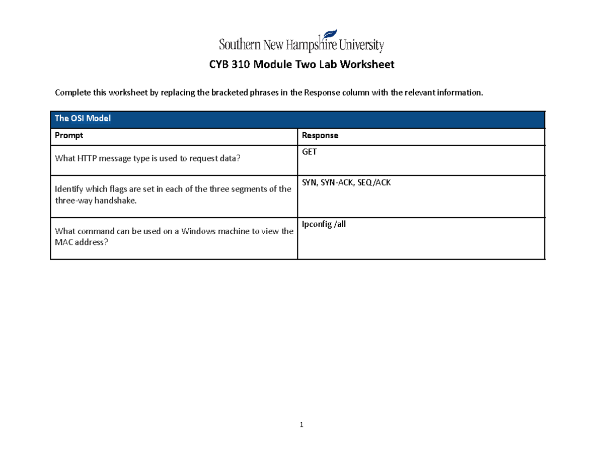 CYB 310 Module Two Lab Worksheet - CYB 310 Module Two Lab Worksheet ...