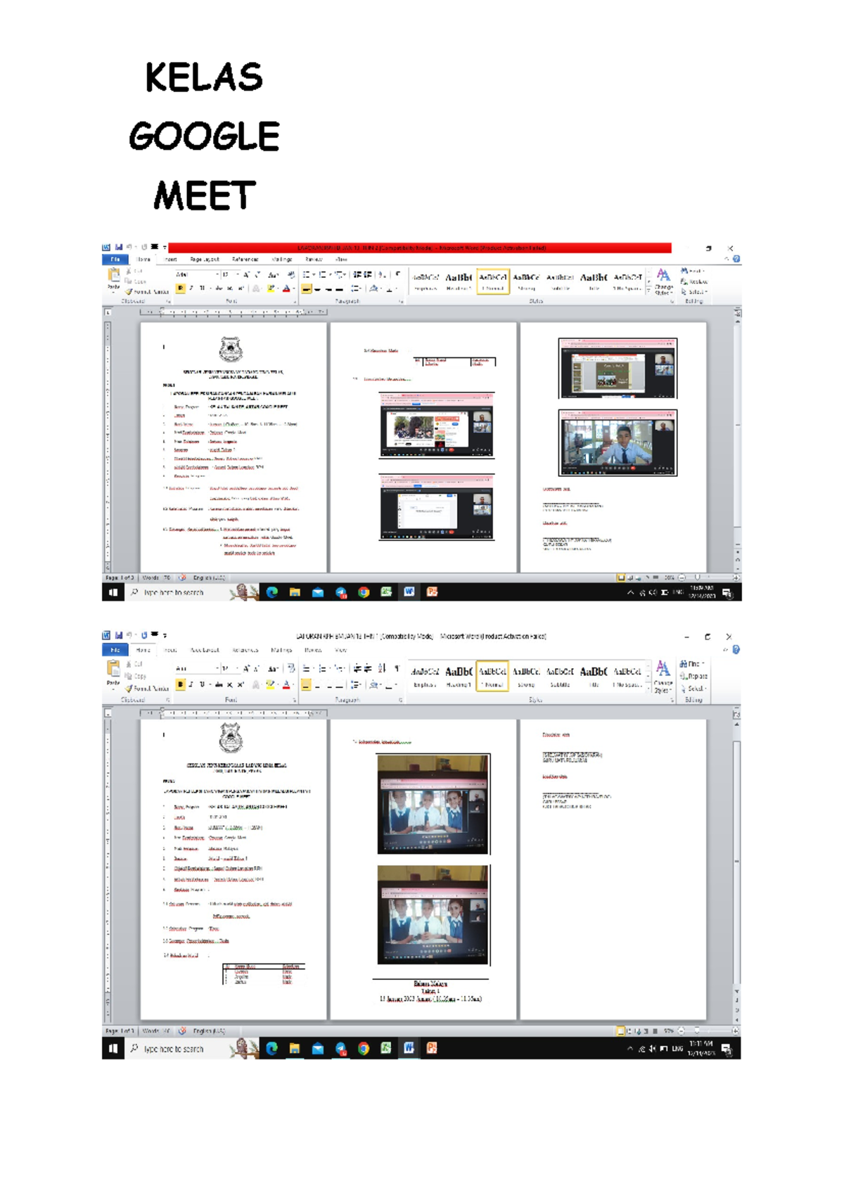 Laporan Kelas Gmeet Semasa CUTI Kuarantin - KELAS GOOGLE MEET Home ...