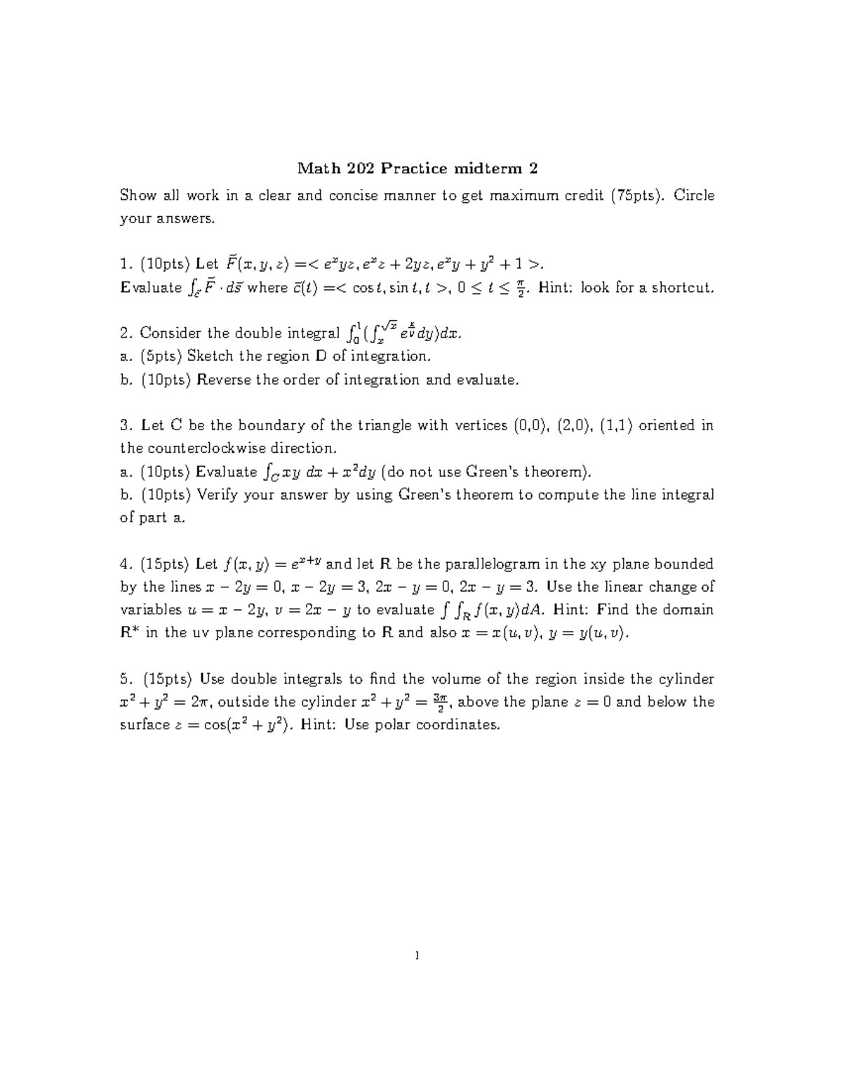 202 - calxc - Math 202 Practice midterm 2 Show all work in a clear and ...