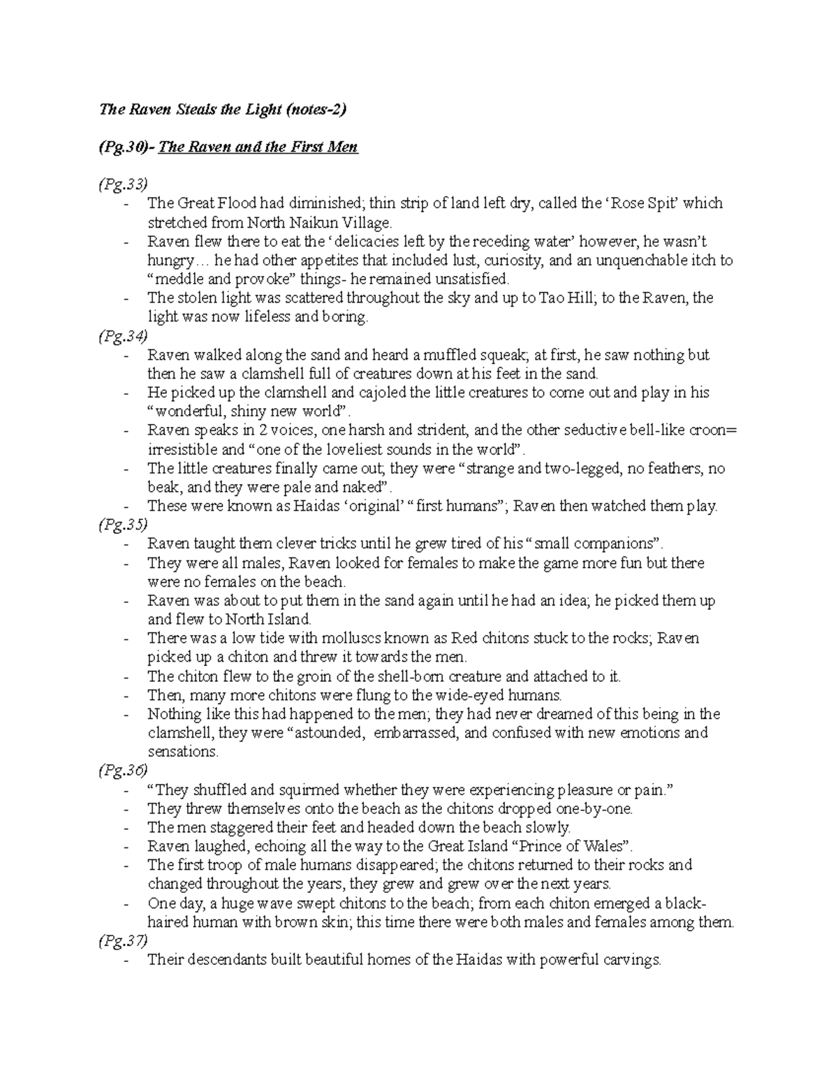 The Raven Steals the Light- Notes 2 - The Raven Steals the Light (notes ...