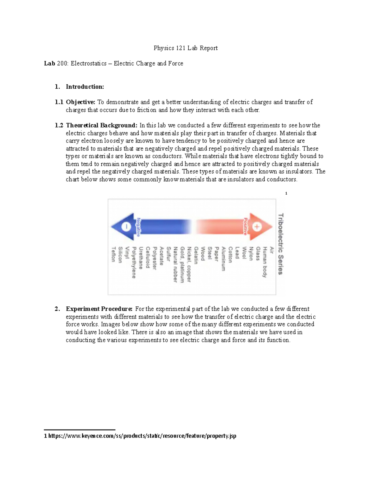 Lab 200 Electrostatics - Electric Charge and Force - Physics 121 Lab ...