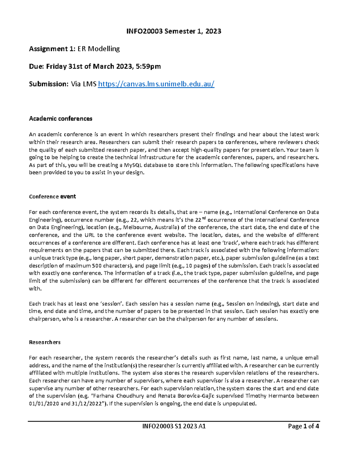 INFO2000 3-2023S1-A1-conference compressed - INFO20003 Semester 1, 2023 ...