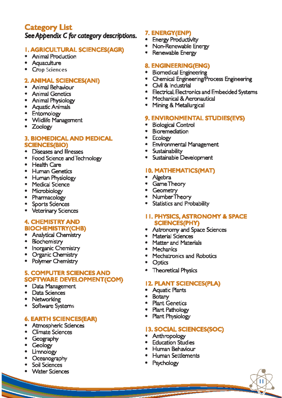 STEP 01 2020 Expo Category List - Category List See Appendix C for ...