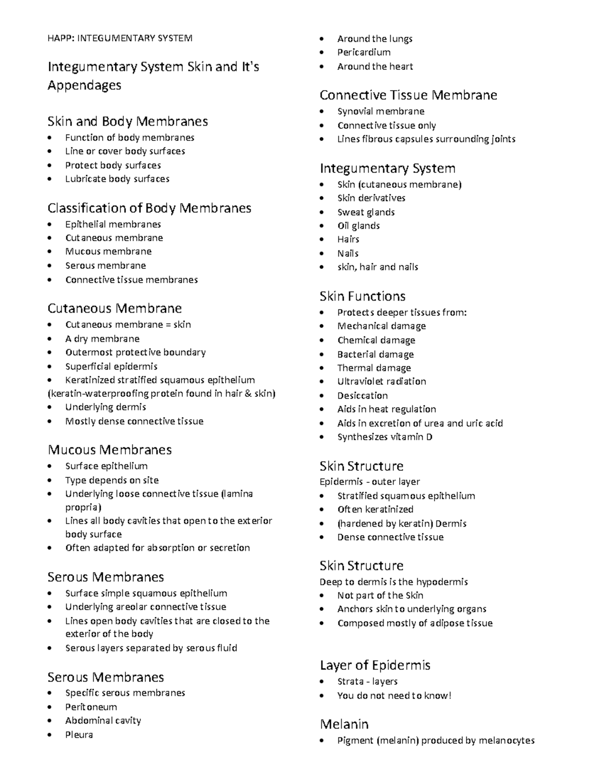 HAPP- Integ merged - Lecture notes - HAPP: INTEGUMENTARY SYSTEM ...