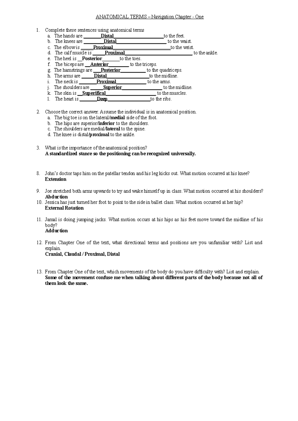 Assignment 1 - Anatomical Terms(1) (3) (7) - ANATOMICAL TERMS ...