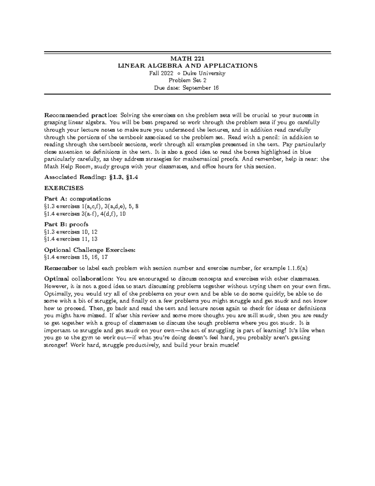 Problem Set 2 - Lorem ipsum 2 - MATH 221 LINEAR ALGEBRA AND ...