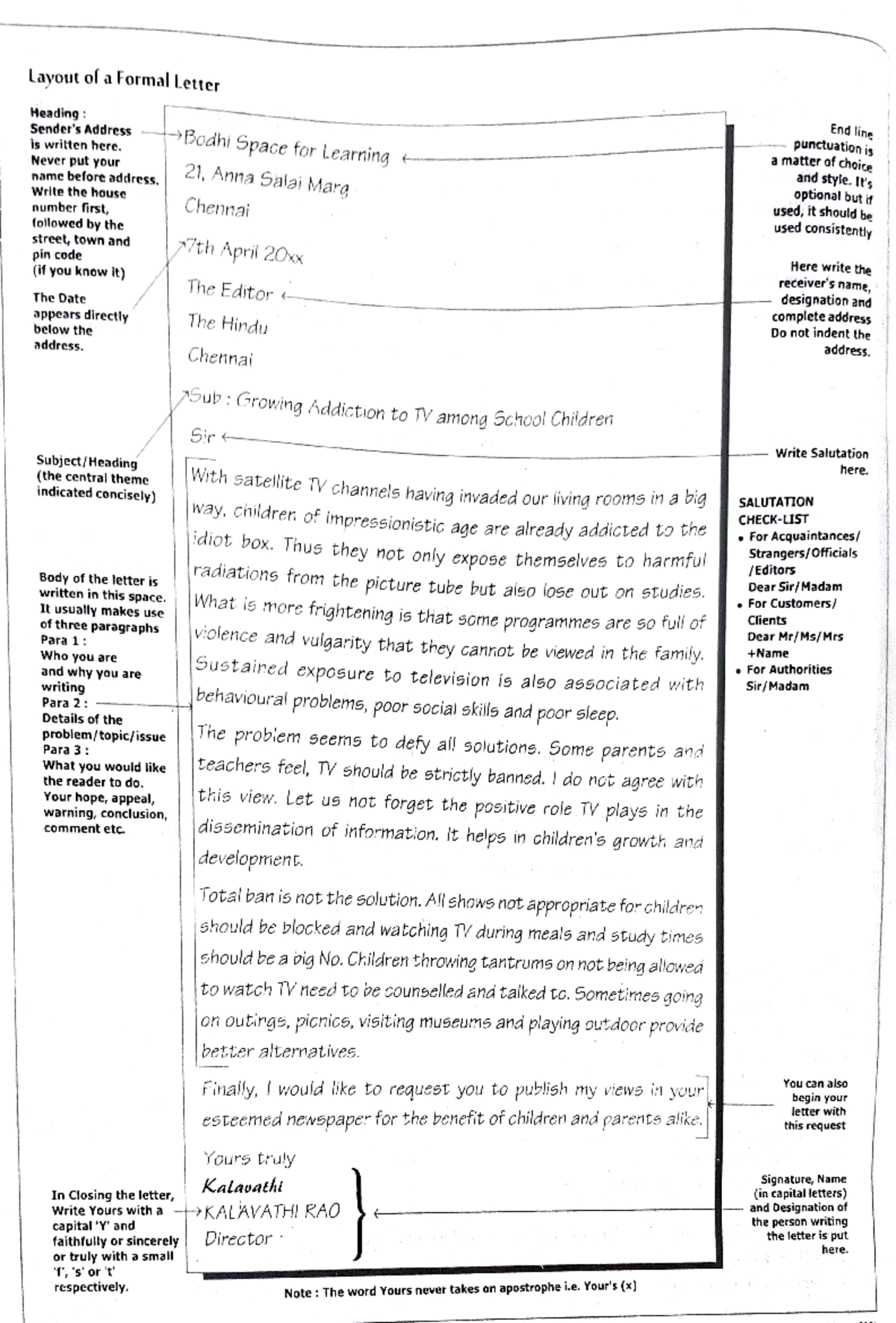 Formats of Letter and Report - Layout of a Formal Letter End line ...