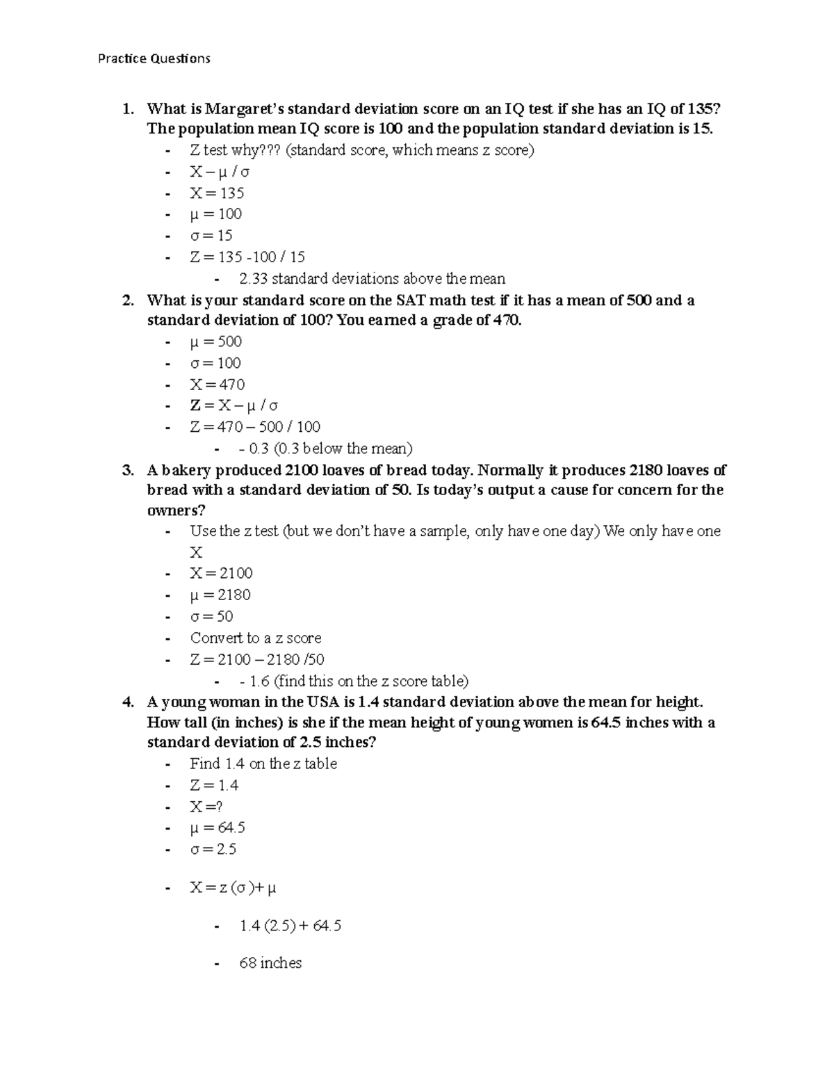Sample/practice exam 2017, questions and answers - What is Margaret’s ...