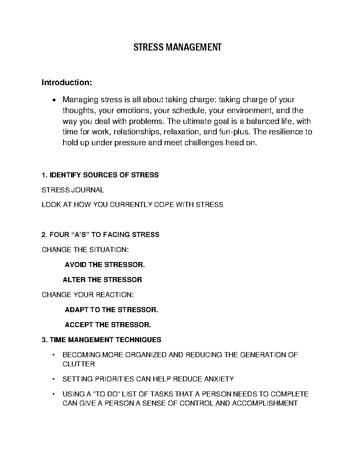 Stress Management - Lecture notes 1-5 - BS Psychology - PUP - Studocu