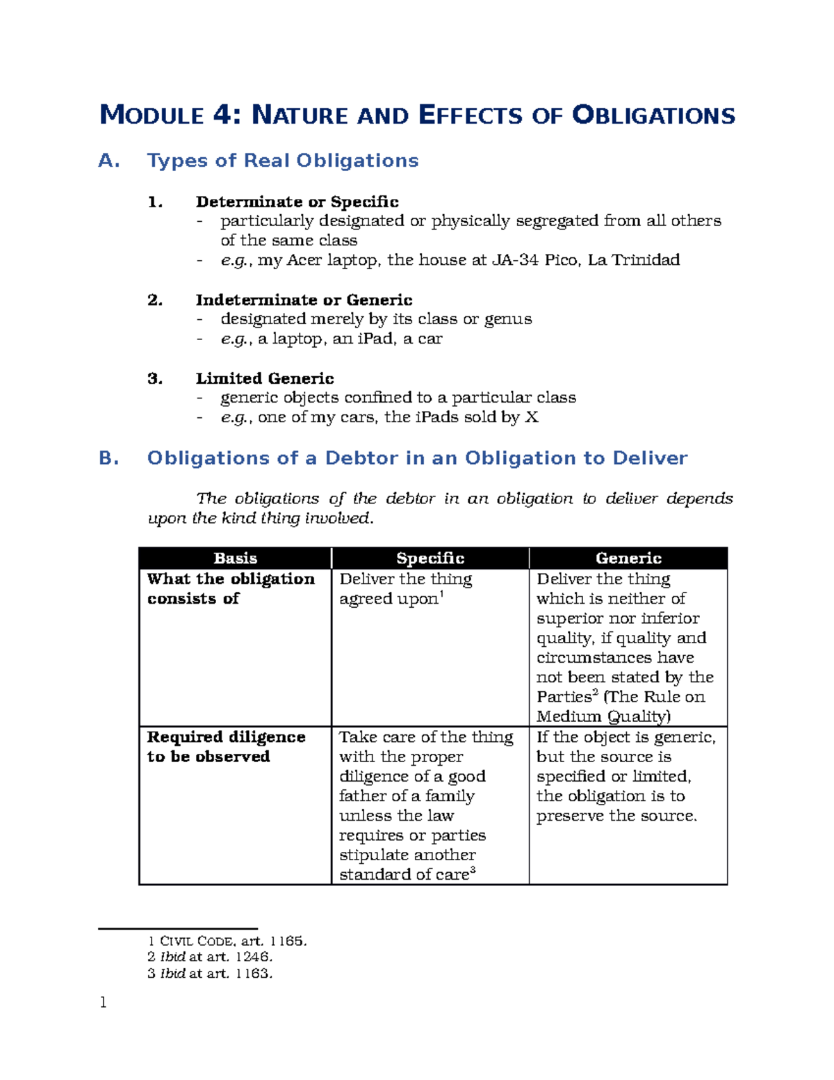 Module 4 Nature and Effects of Obligations - MODULE 4: NATURE AND ...