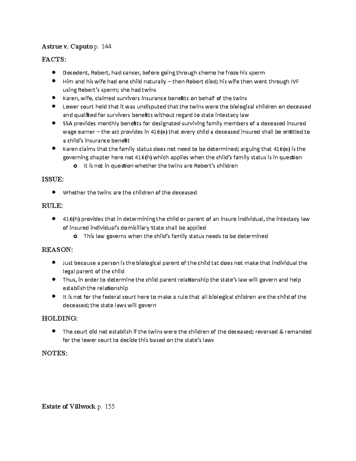 Simultaneous Death & Disclaimers - Astrue v. Caputo p. 144 FACTS ...
