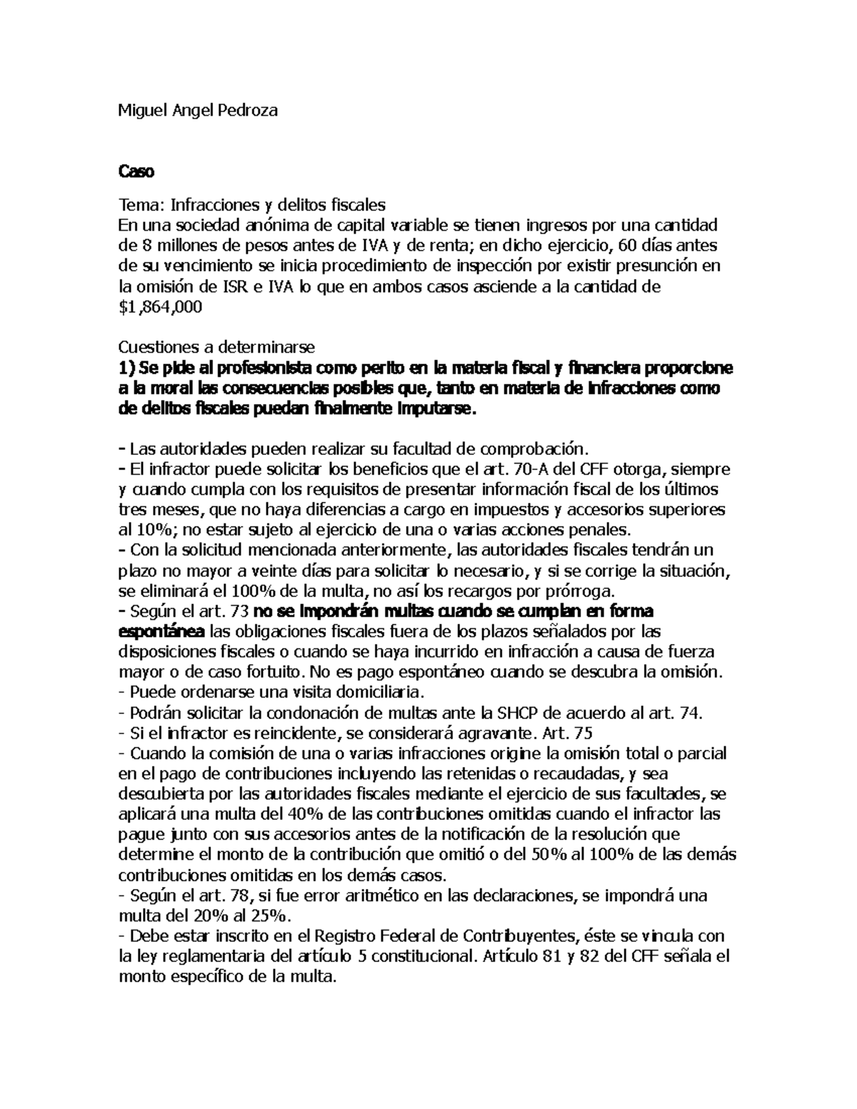 Caso Infracciones y delitos fiscales - Miguel Angel Pedroza Caso Tema ...
