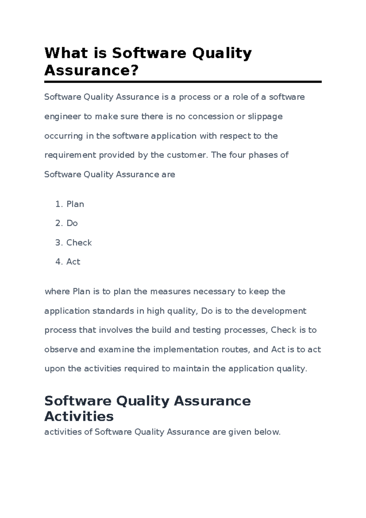 SQA life cycle - What is Software Quality Assurance? Software Quality ...