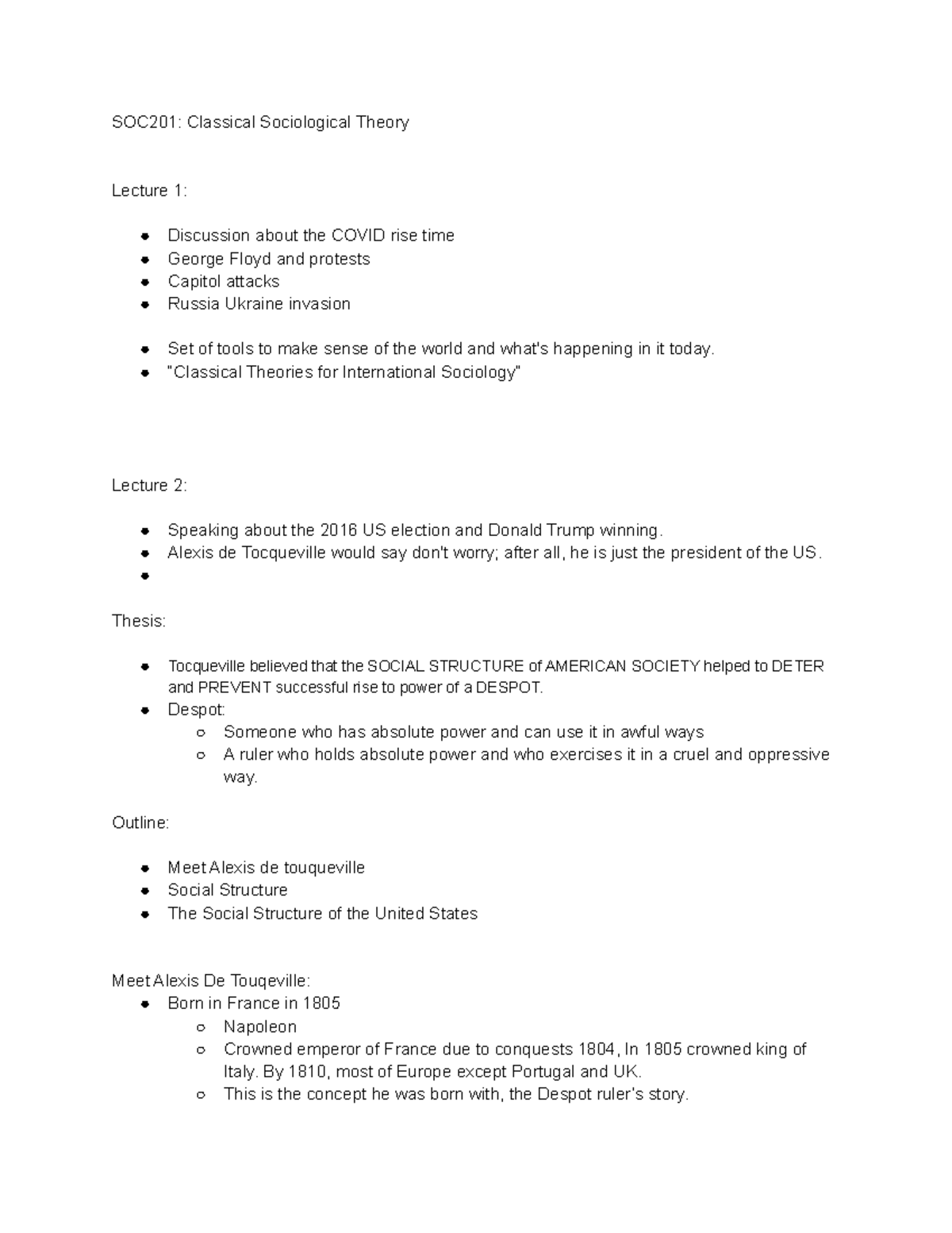 SOC201 Classical Sociological Theory Complete Study Guide - SOC201 ...