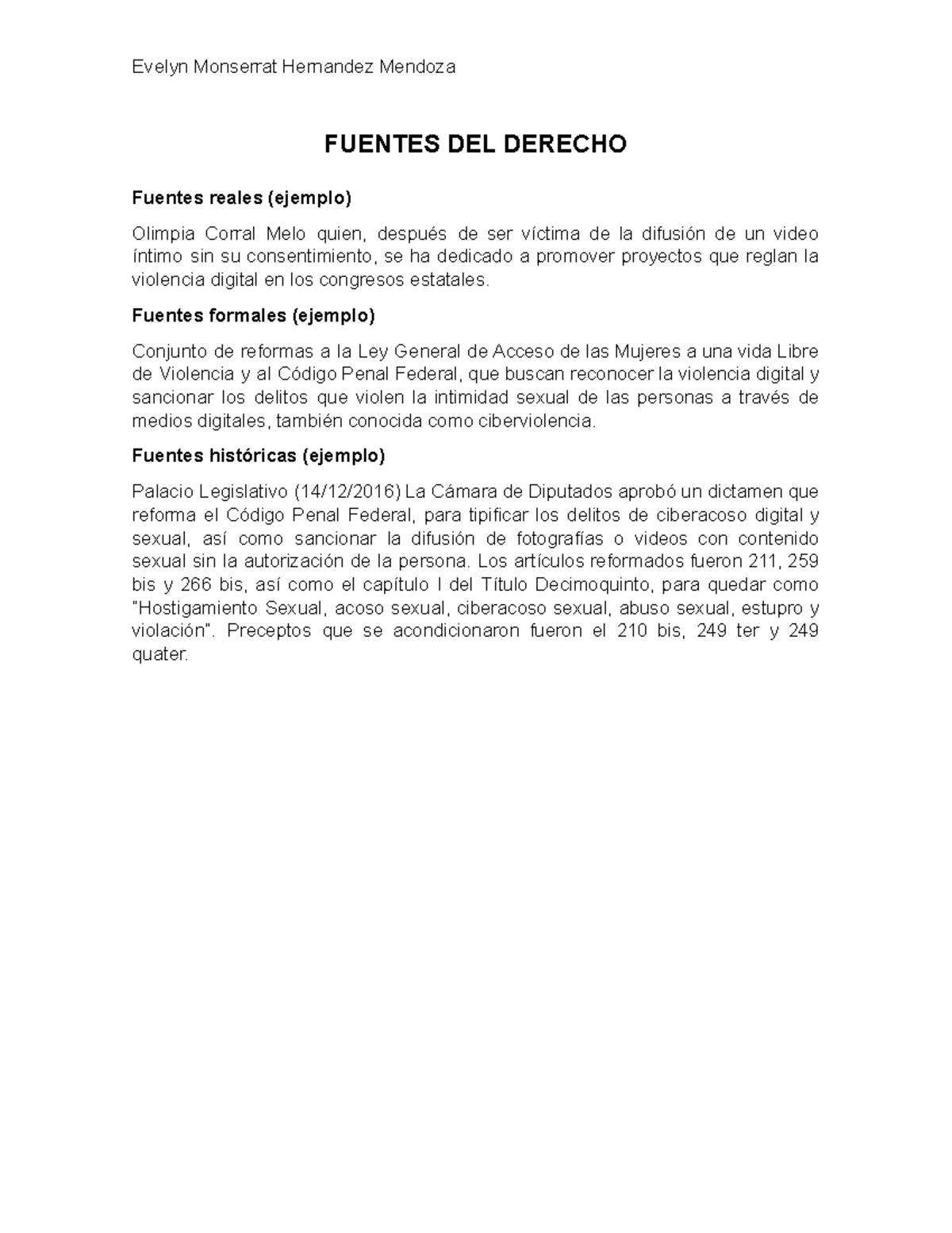 Fuentes DEL Derecho - Evelyn Monserrat Hernandez Mendoza FUENTES DEL ...