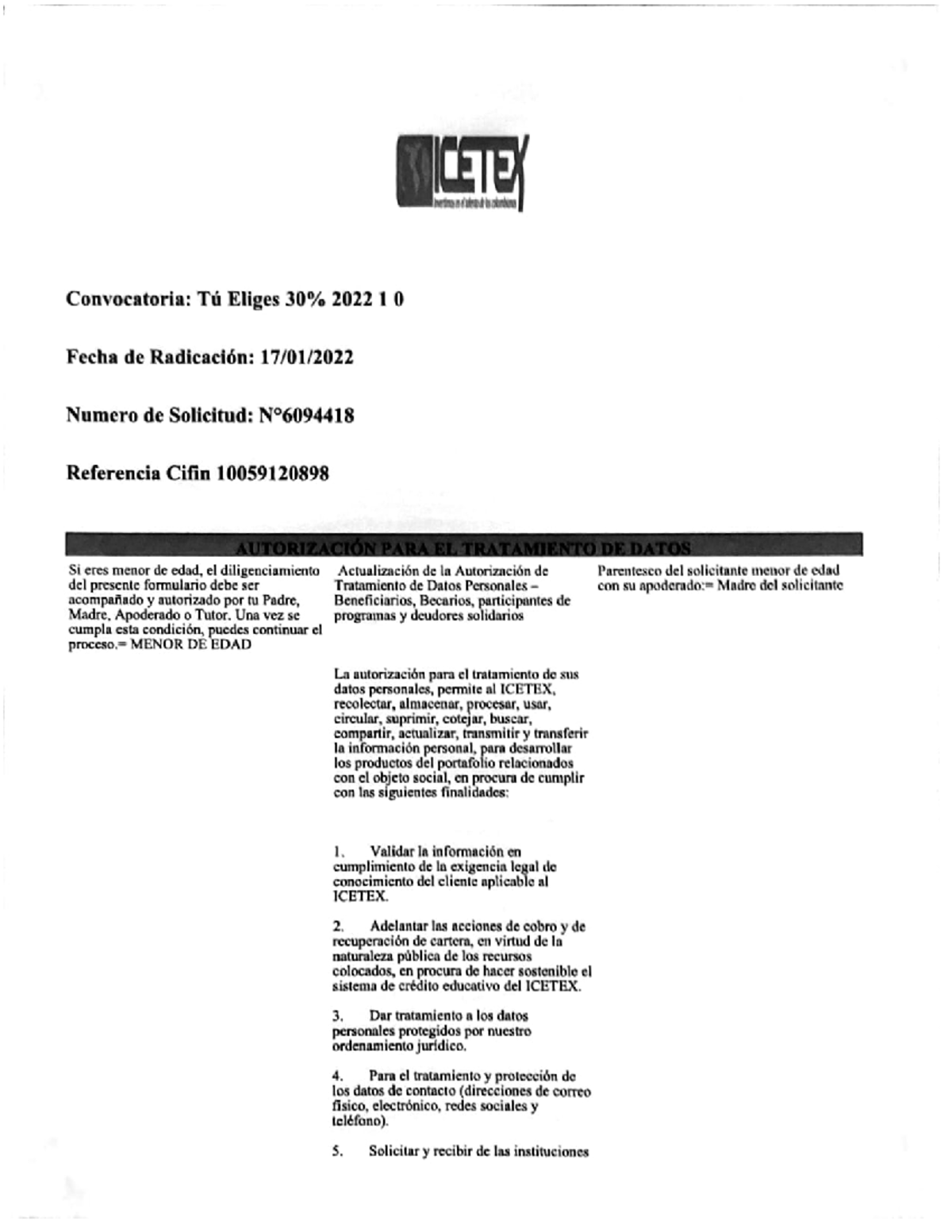 Formulario Icetex Corregido - algebra - Studocu