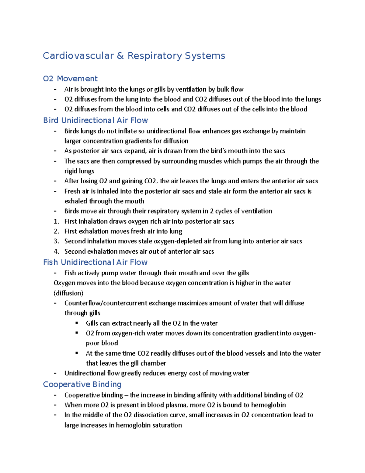 CH 39 Lecture 23 - chapter 39 notes - Cardiovascular & Respiratory ...