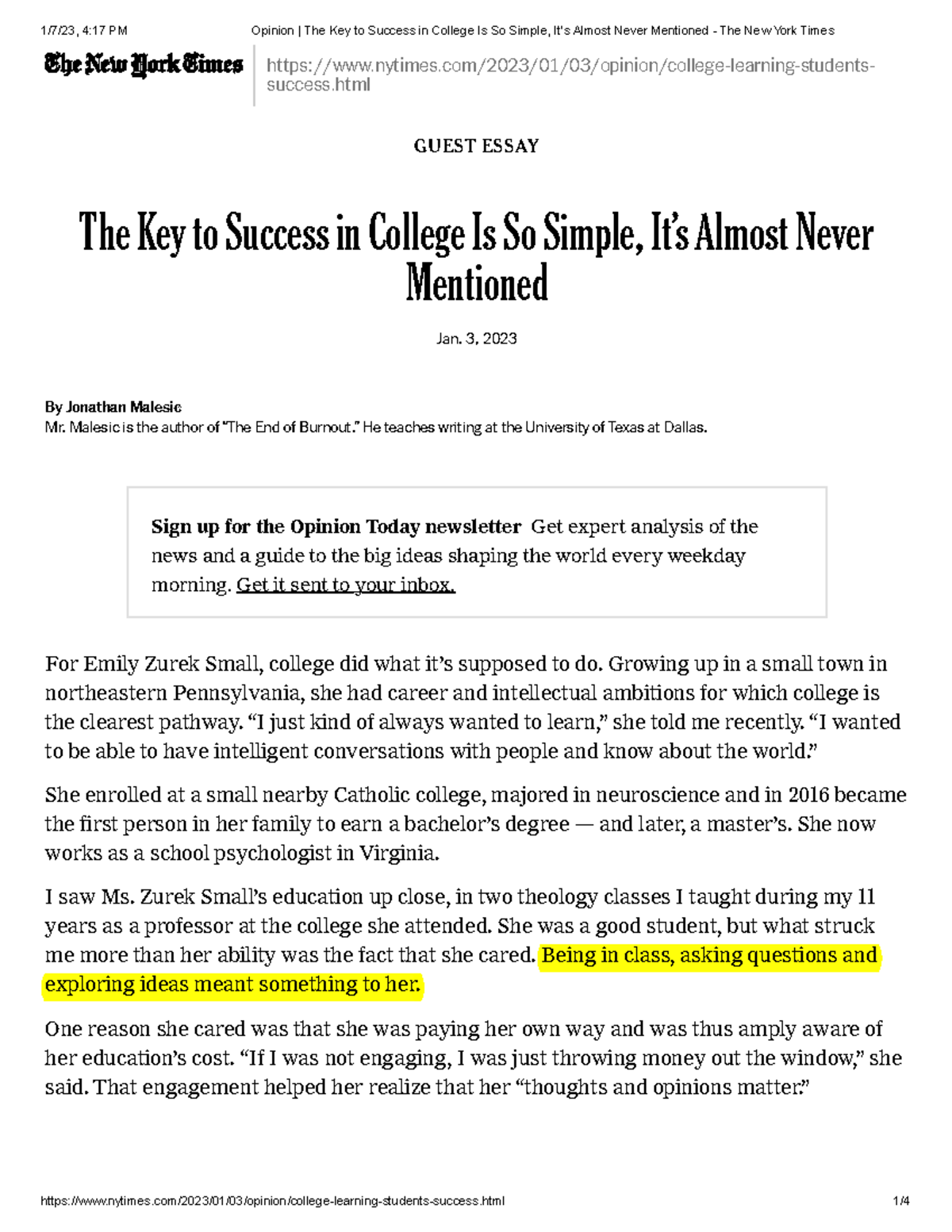 Opinion The Key to Success in College Is So Simple Its Almost Never ...