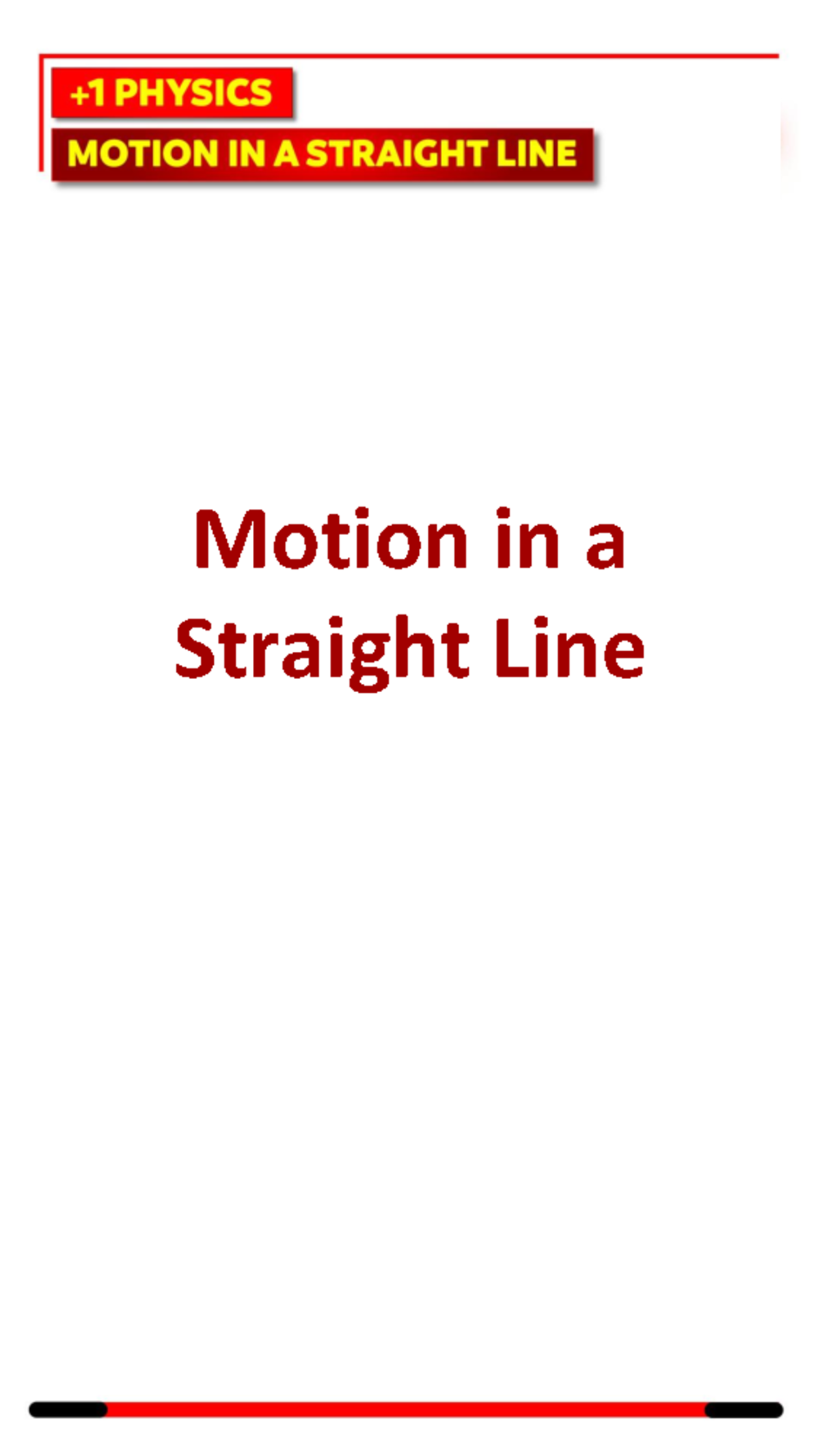 PLUS ONE Worksheet Physics CH-2 Motion in a Straight Line - Biology HL ...