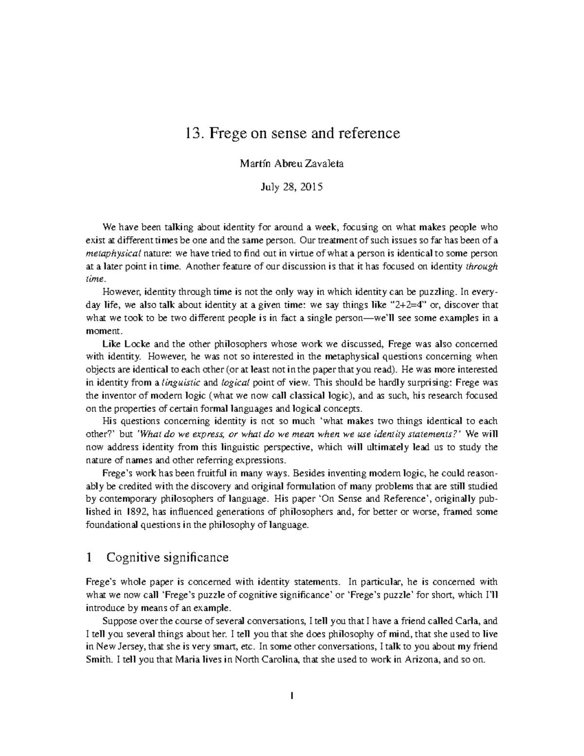 Lecture 13 - Frege, Sense and Reference, Philosophy of Language - 13 ...