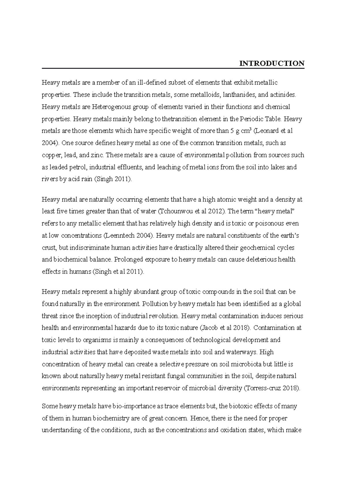 Aaaa - practice notes - INTRODUCTION Heavy metals are a member of an ...