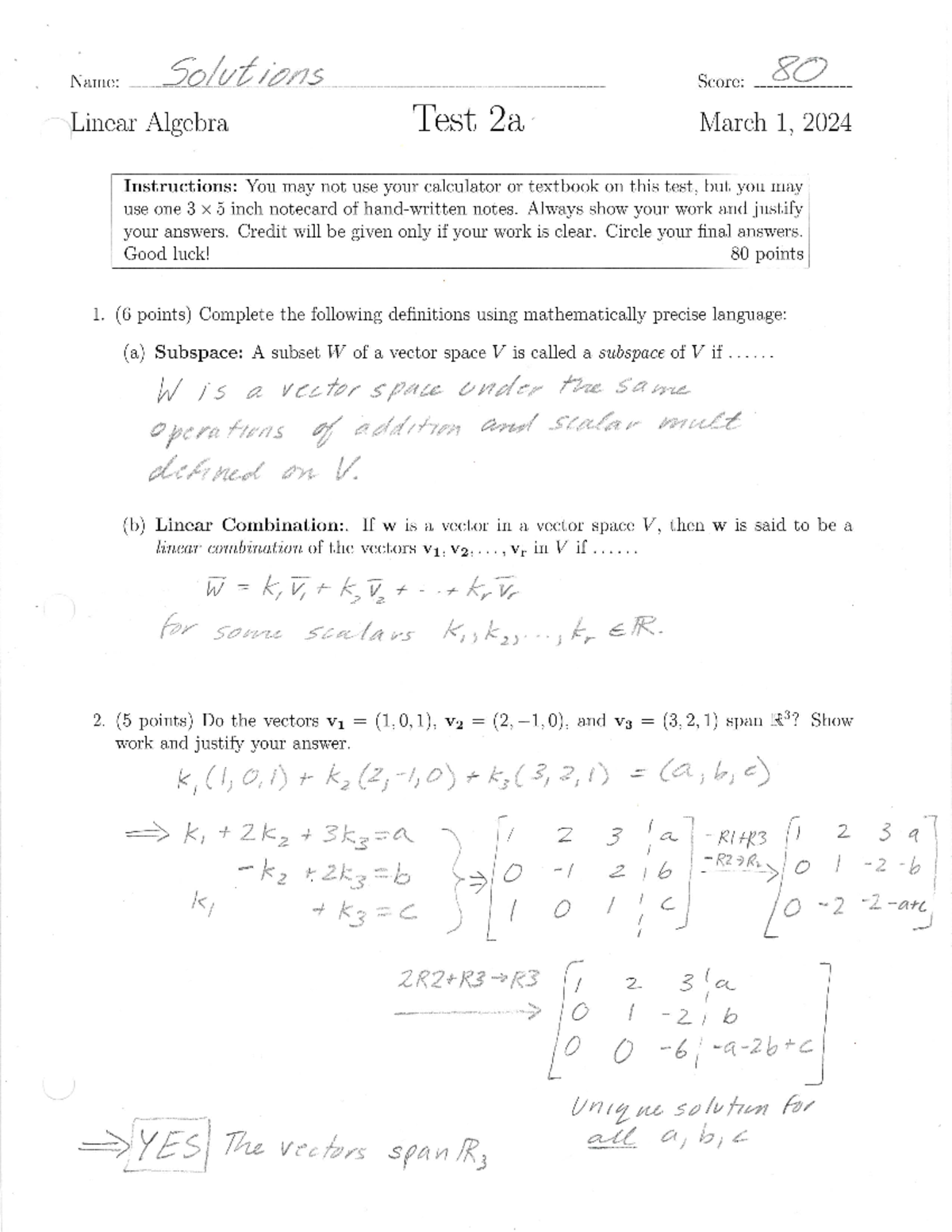 Test2a sols 24WQ - Test Sol. 2a - MATH 2320 - Studocu