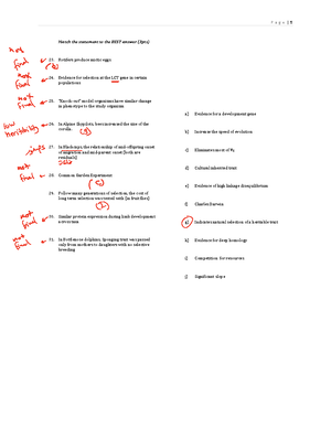 chapter 1 exam practice - P a g e | 1 Evolution Exam II Name: Short ...