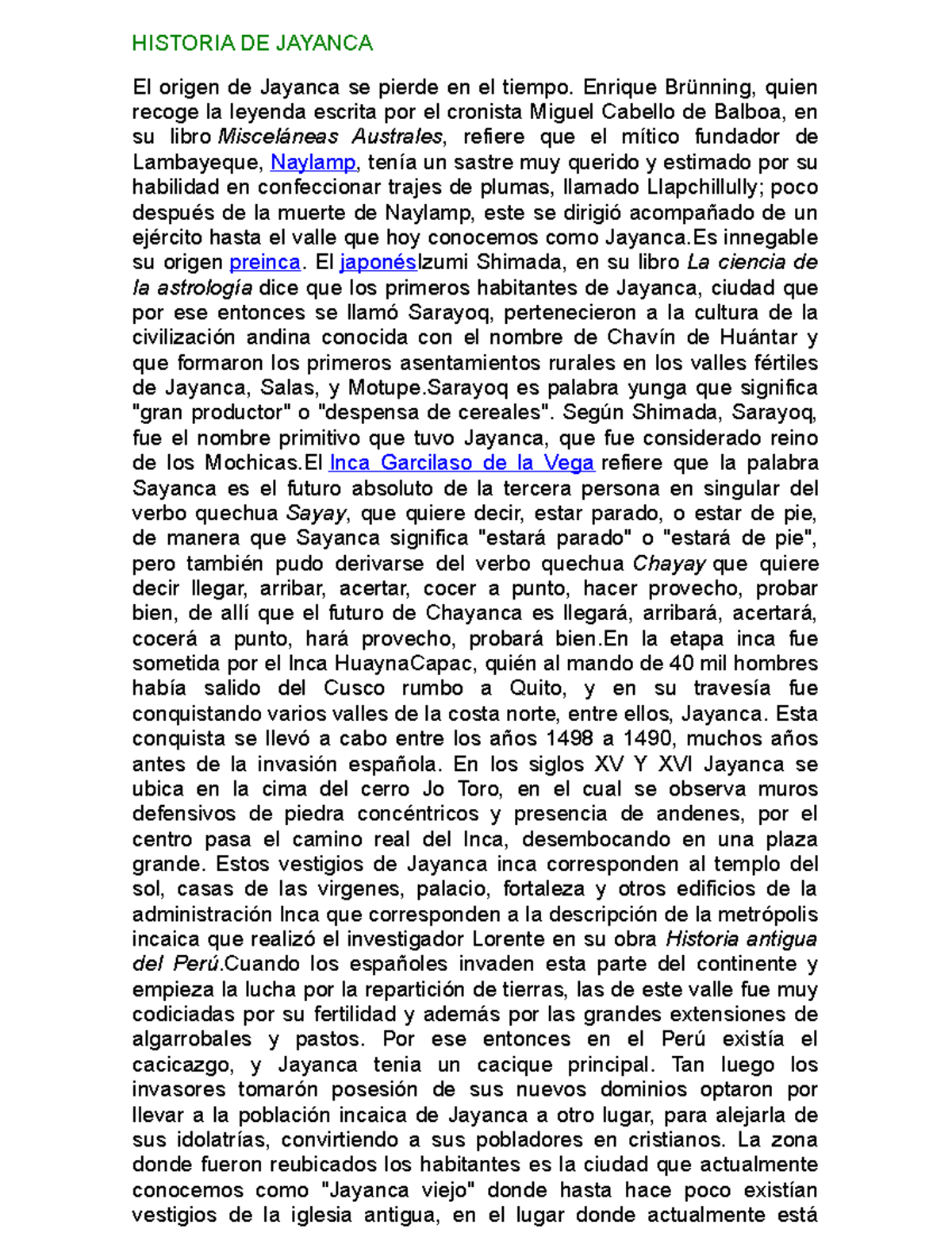 Historia DE Jayanca prolongación de un pueblo - HISTORIA DE JAYANCA El ...