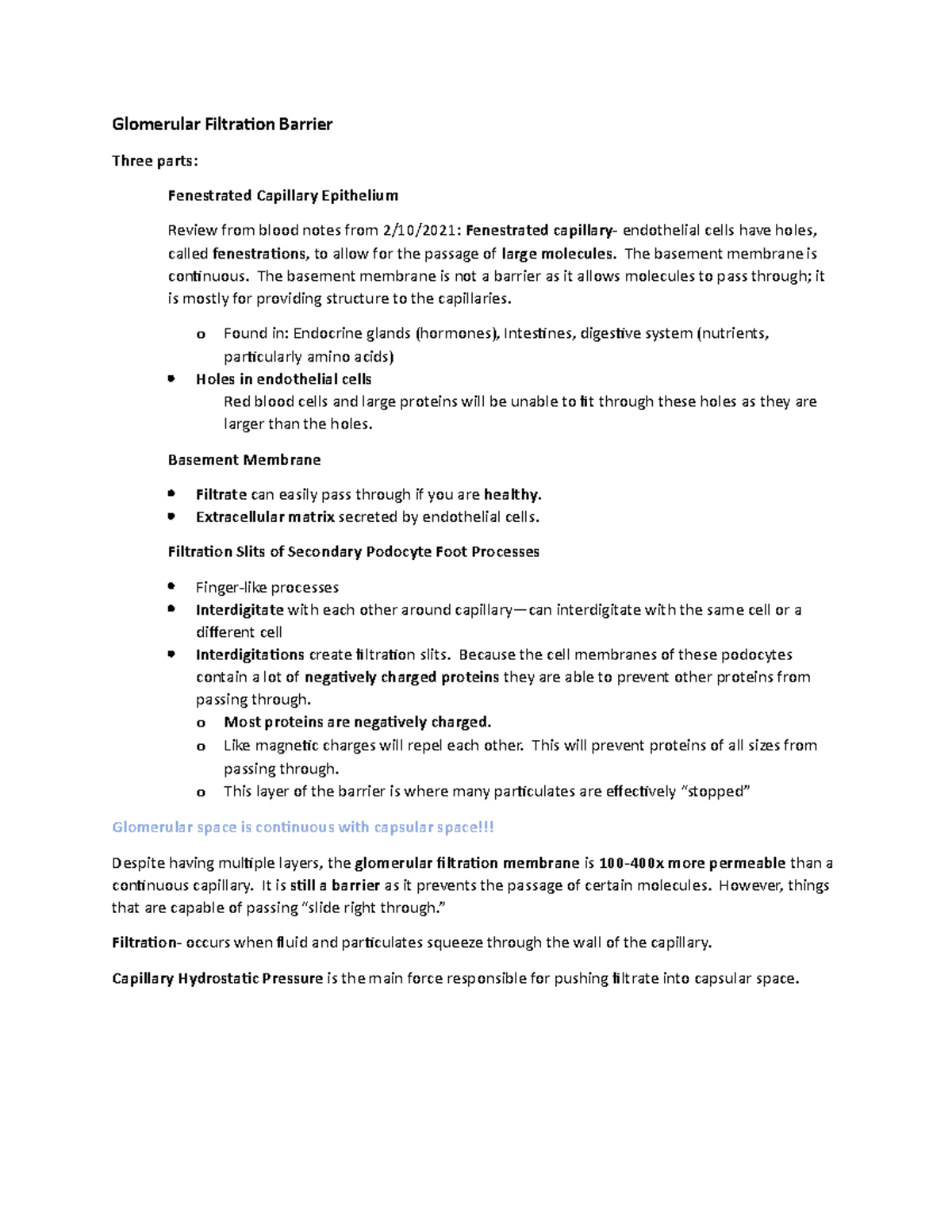 Filtration Barrier and filtration rate - Glomerular Filtration Barrier ...
