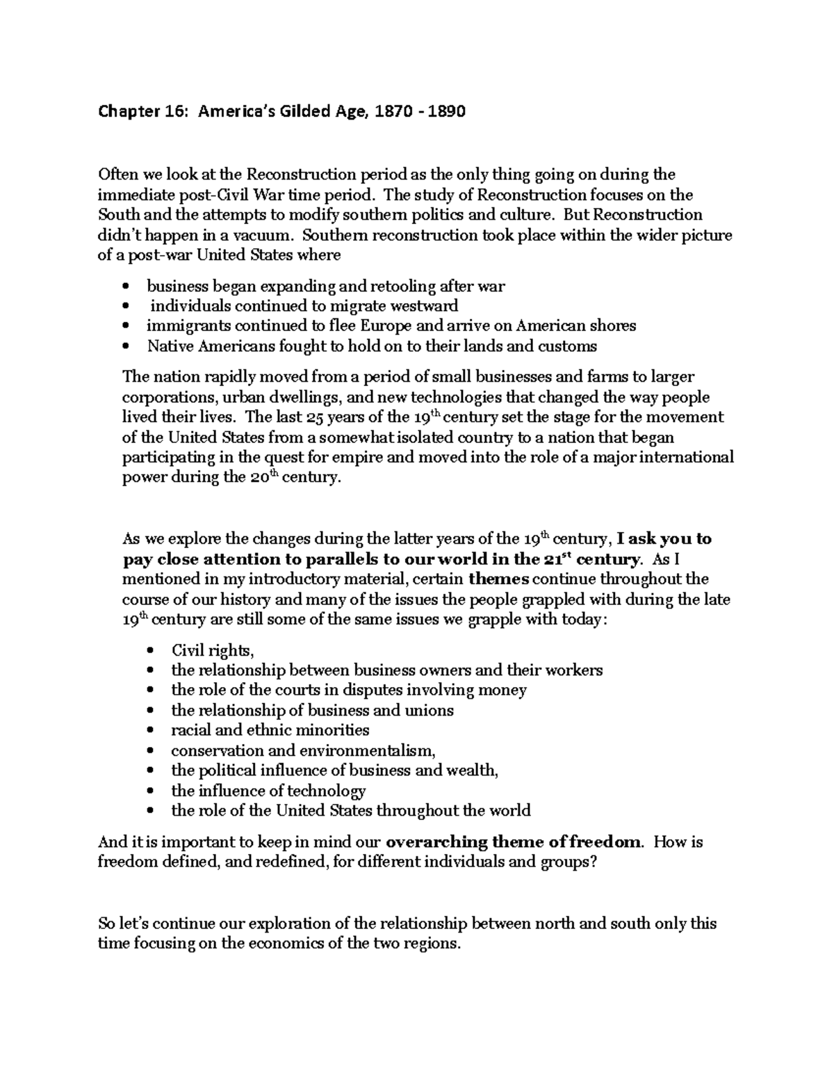 Gilded Age Lecture Notes - Chapter 16: America’s Gilded Age, 1870 ...