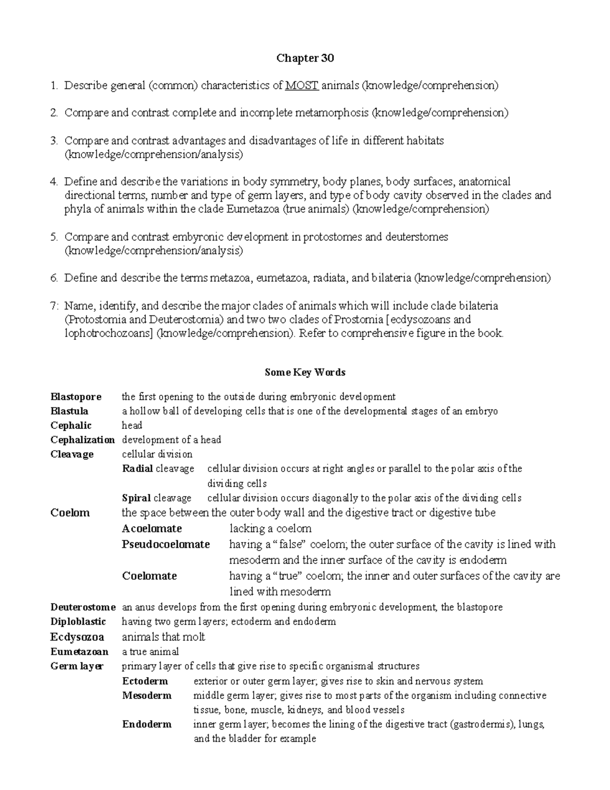 Dr. Yost - Exam 1 Lecture Notes - Chapter 30 - Chapter 30 1. Describe ...