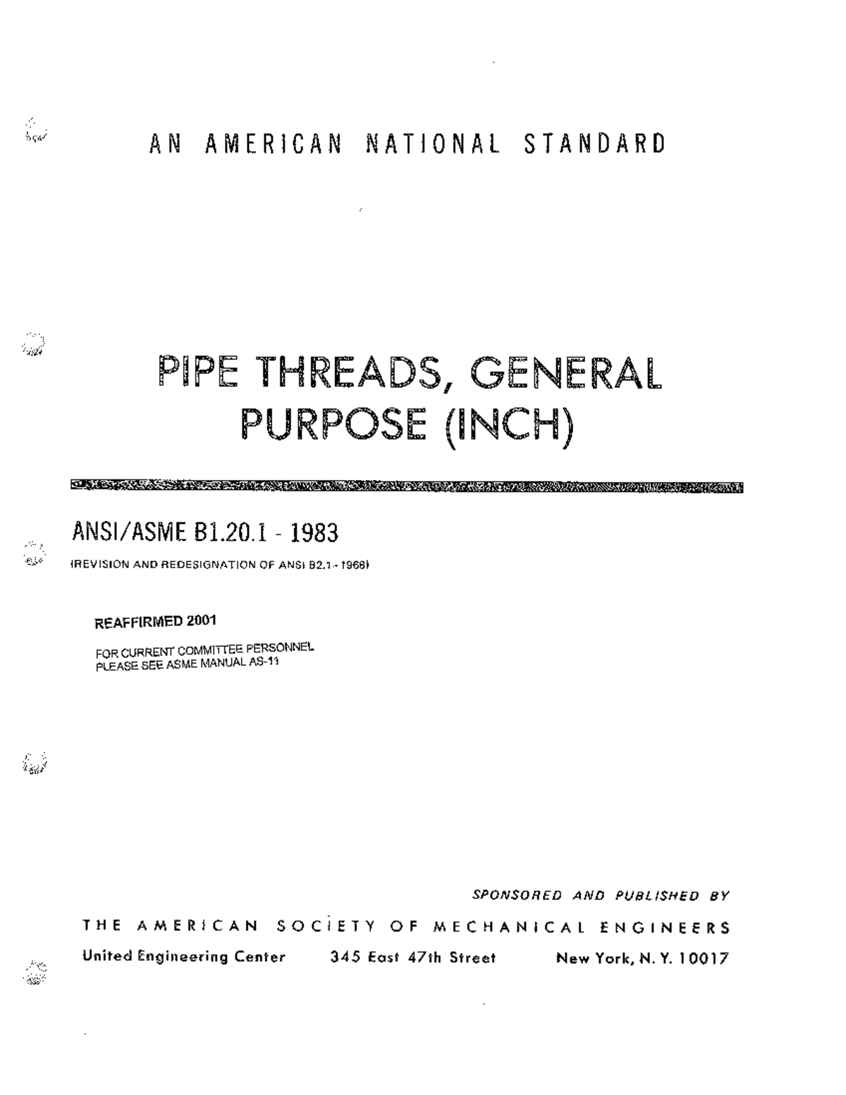 Ansi Asme b1.20.1-1983 Pipe Threads General Purpose (Inch) - engenharia ...